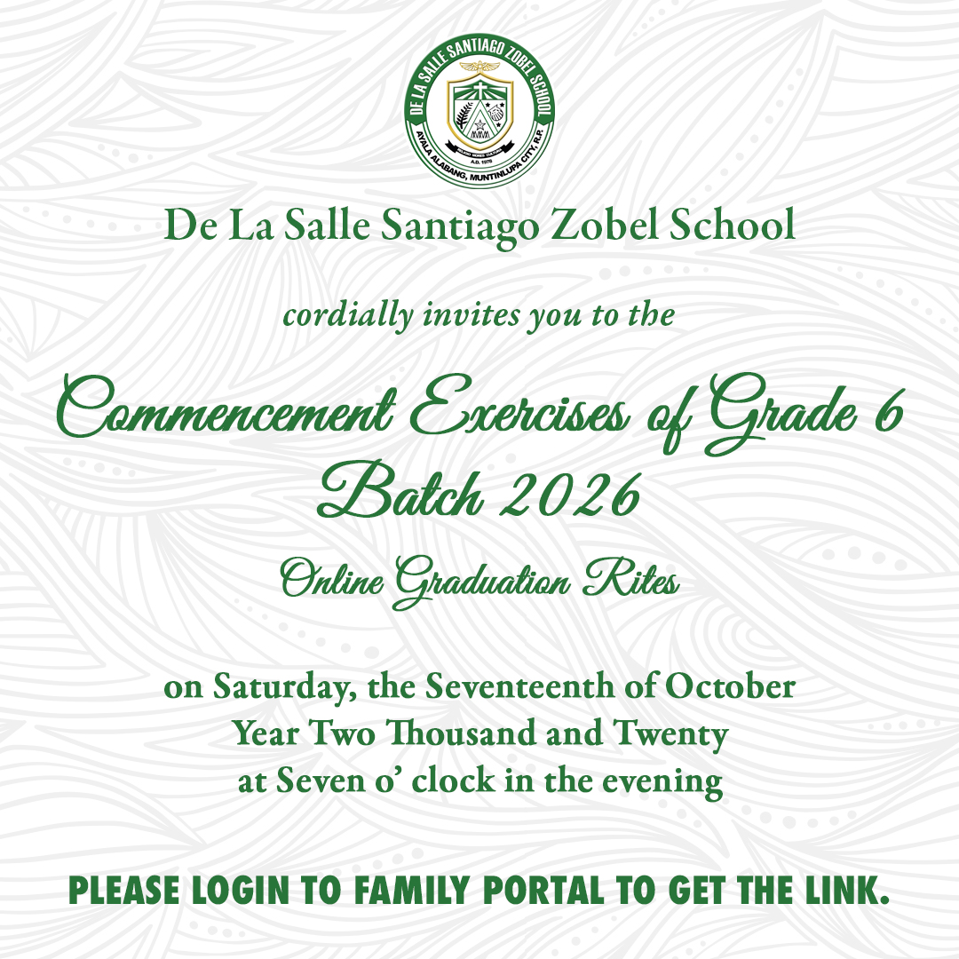 Invitation to Grade 6 Online Graduation Rites - De La Salle Santiago Zobel