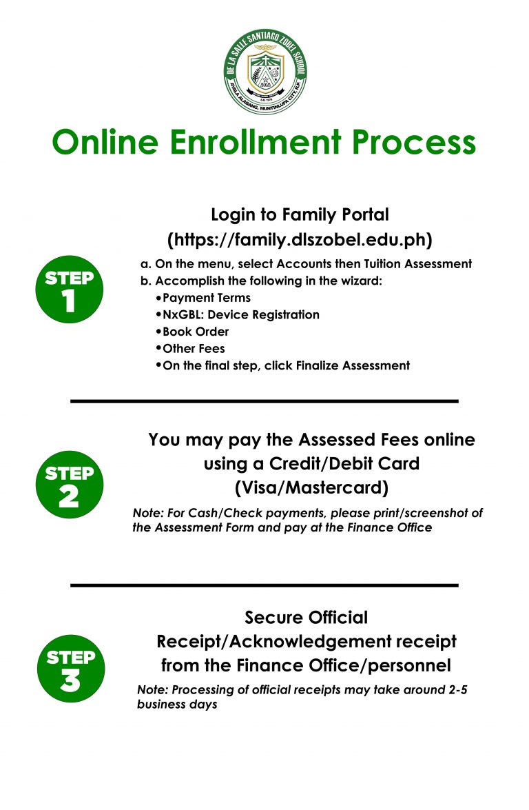 Online Enrollment Process - De La Salle Santiago Zobel