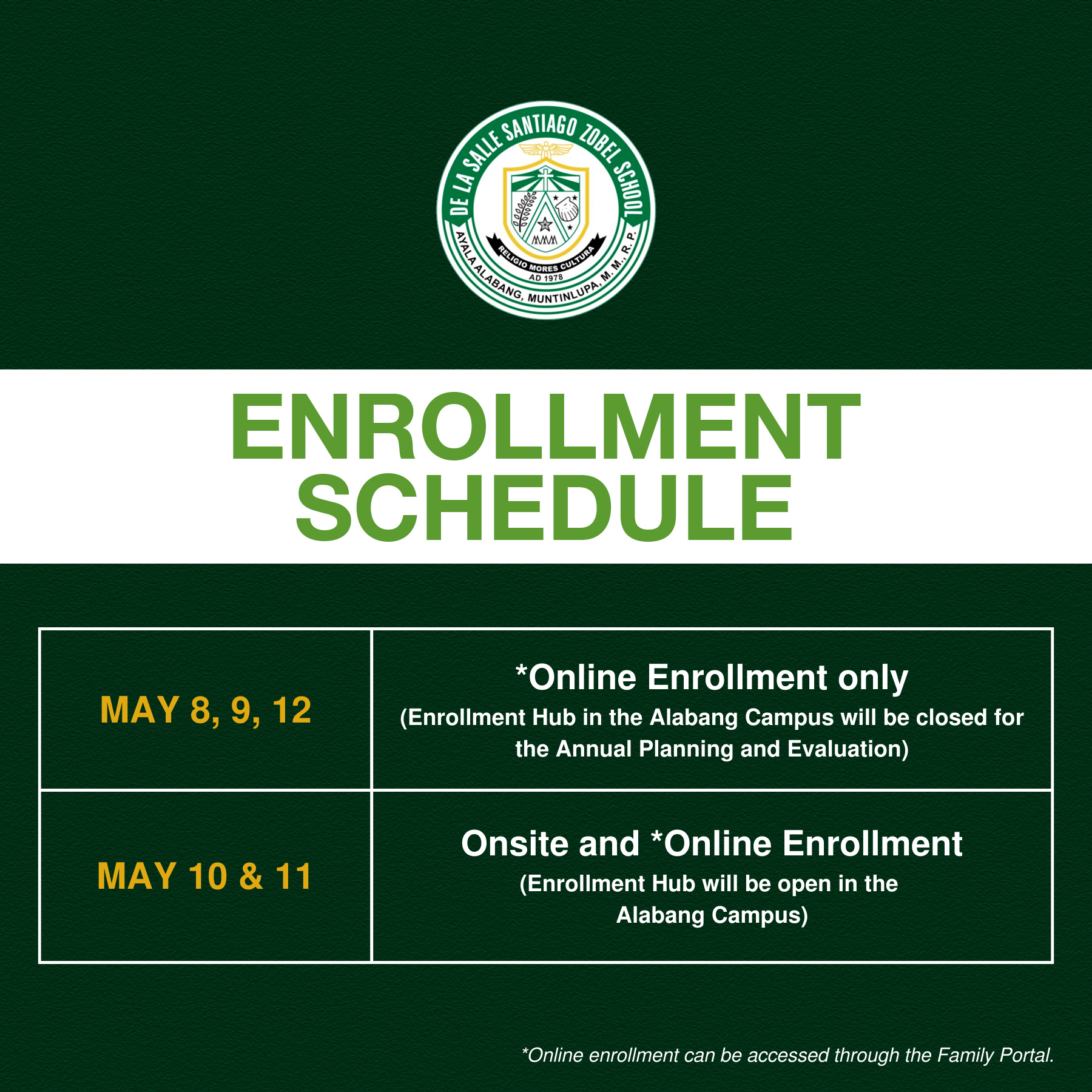 Office Operations and Enrollment Schedule, May 8-12 – De La Salle ...