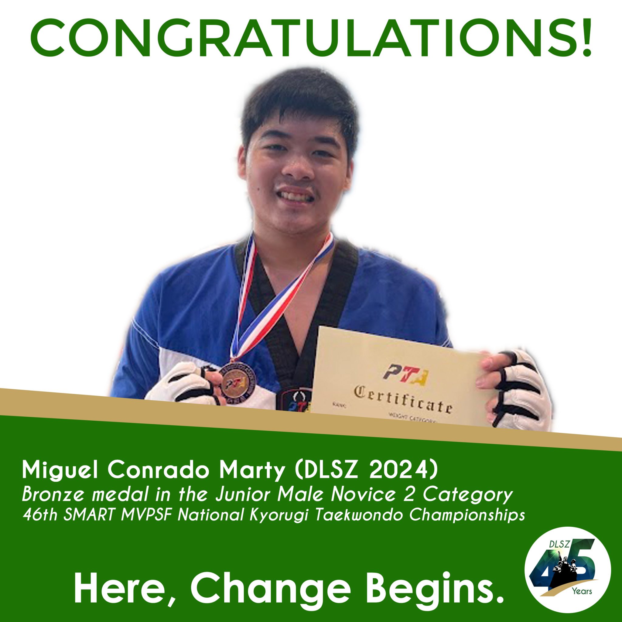 DLSZ Taekwondo Jins Win Bronze Medals in the 46th SMART MVPSF National ...