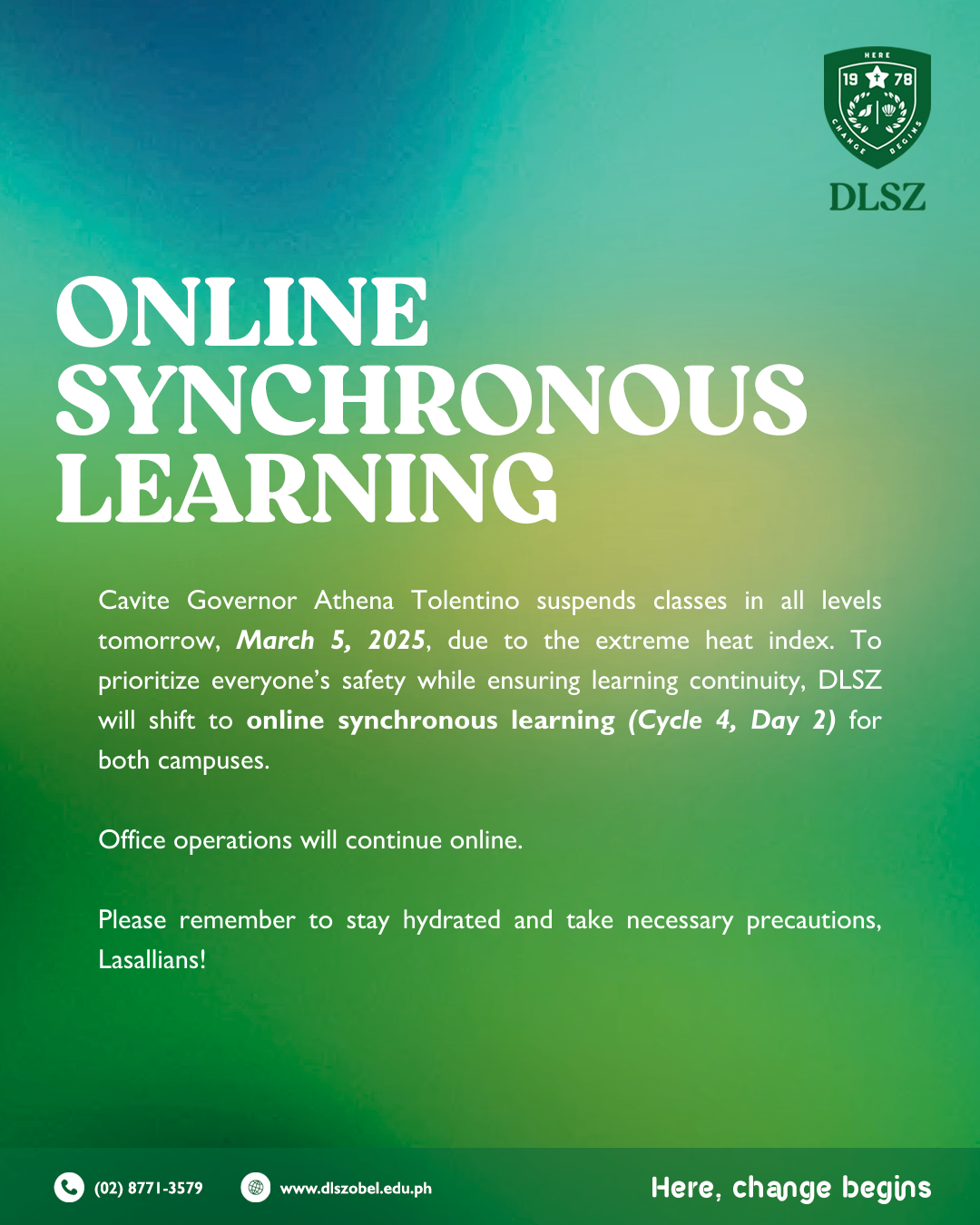 (Updated) Online Synchronous Learning, March 5 – De La Salle Santiago Zobel